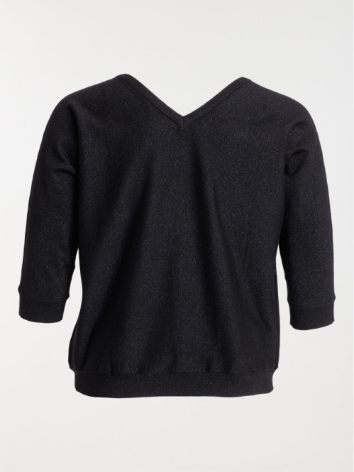 Pull noir col V grande taille femme