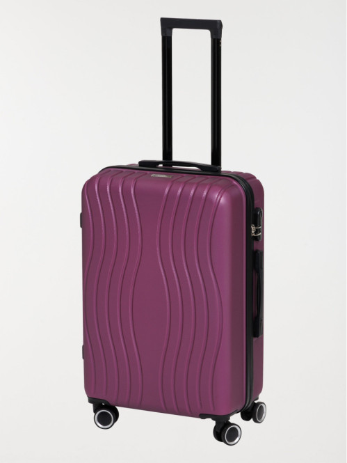 Valise rigide violette à roulettes