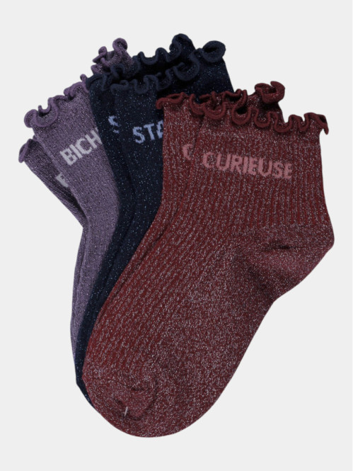 Lot 3 paires chaussettes à message fille
