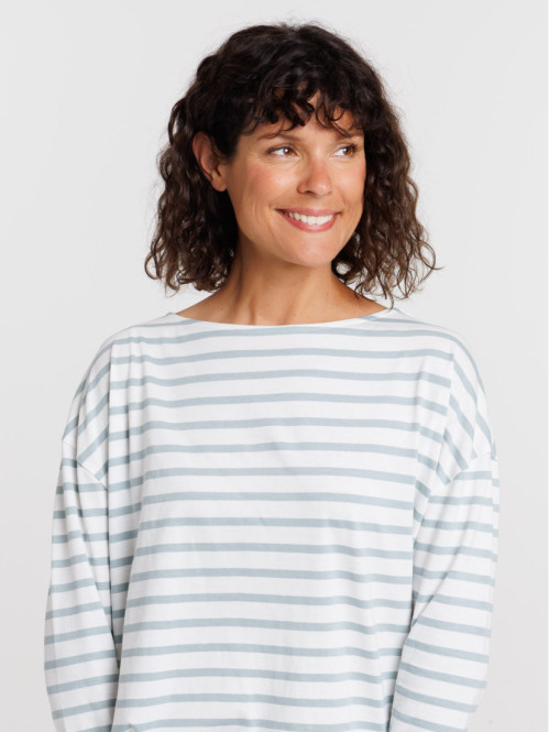 T-shirt écru rayé bleu galcier femme